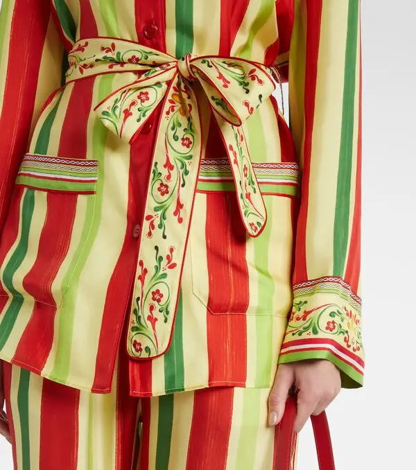 Dolce & Gabbana Belted Striped Silk Shirt