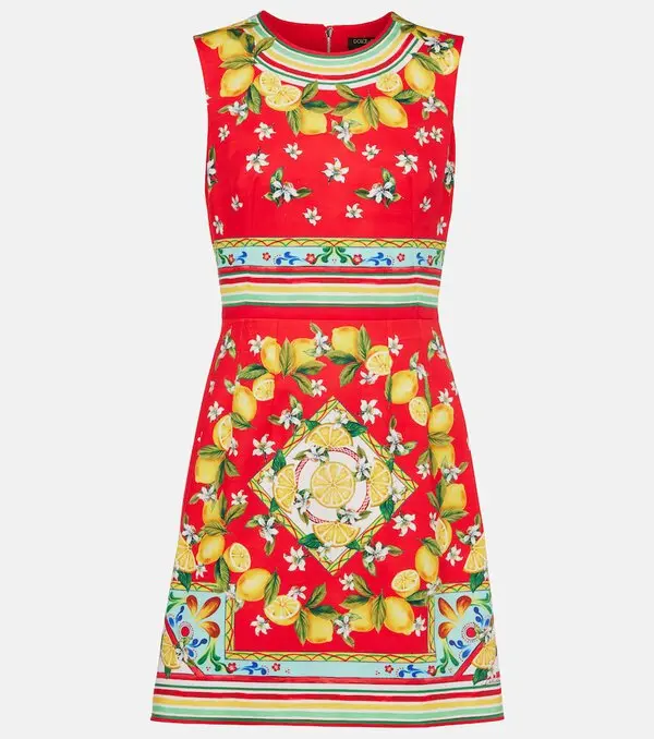 Dolce & Gabbana Printed Cotton Minidress - Red