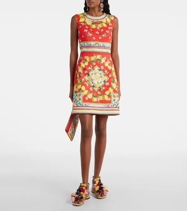 Dolce & Gabbana Printed Cotton Minidress - Red