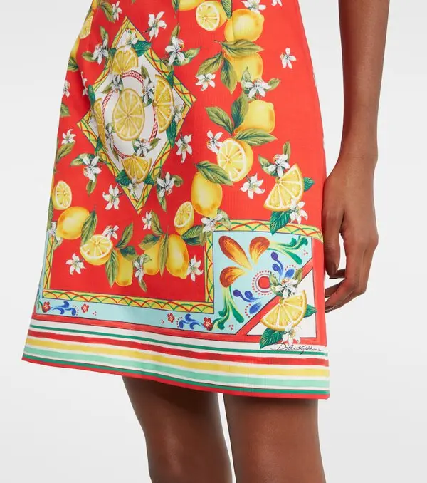 Dolce & Gabbana Printed Cotton Minidress - Red