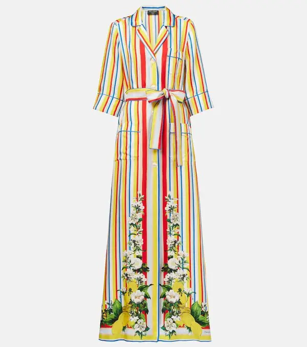 Dolce & Gabbana Striped Silk Shirt Dress - Multicoloured