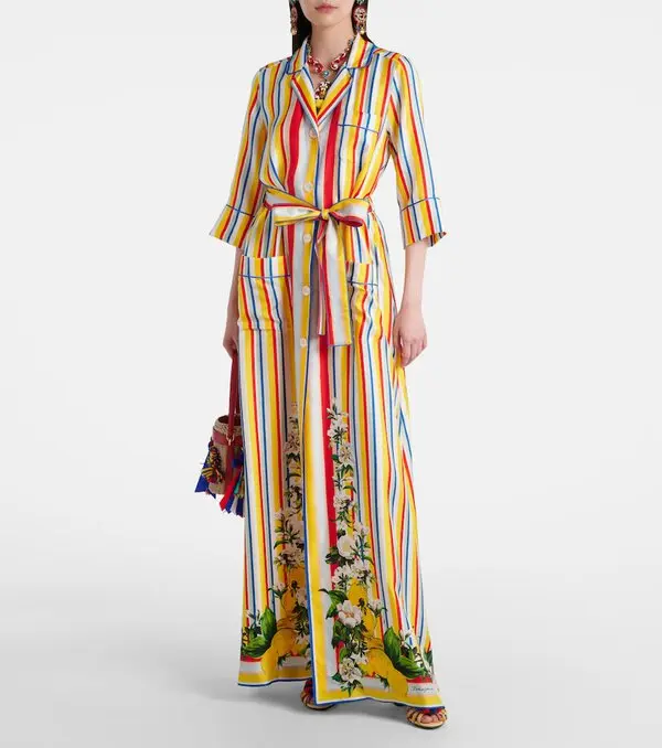 Dolce & Gabbana Striped Silk Shirt Dress