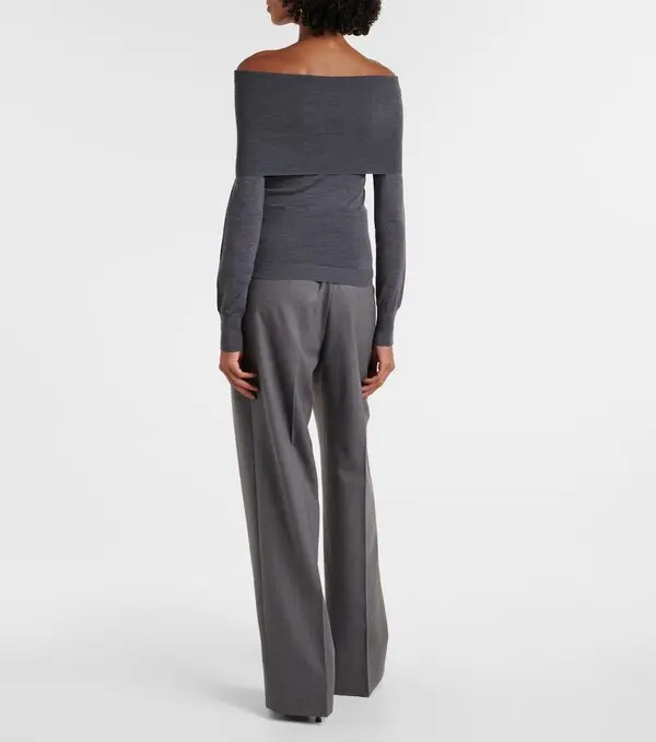 Stella McCartney Off-shoulder Virgin Wool Top - Grey