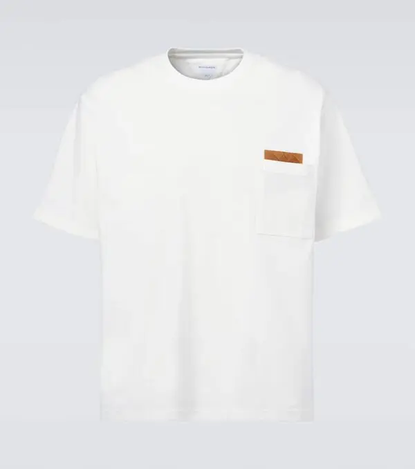 Bottega Veneta Suede-trimmed Cotton Jersey T-shirt - White
