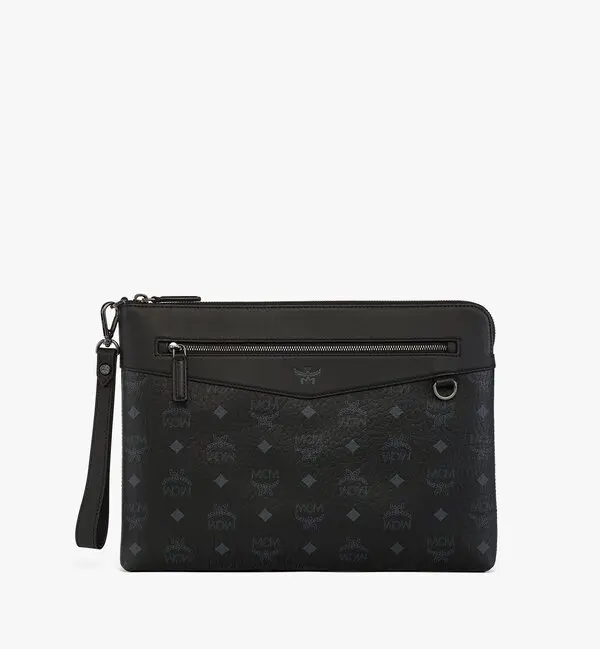 Mcm Diamond Wristlet Pouch - Black