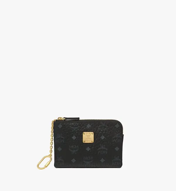 Mcm Aren Card Pouch In Visetos - Black