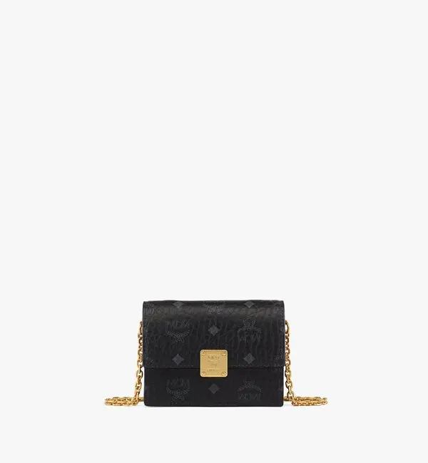 Mcm Aren Chain Wallet In Visetos - Black