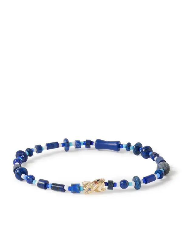 Luis Morais 14-karat Gold, Lapis Lazuli, And Sapphire Beaded Bracelet - Blue