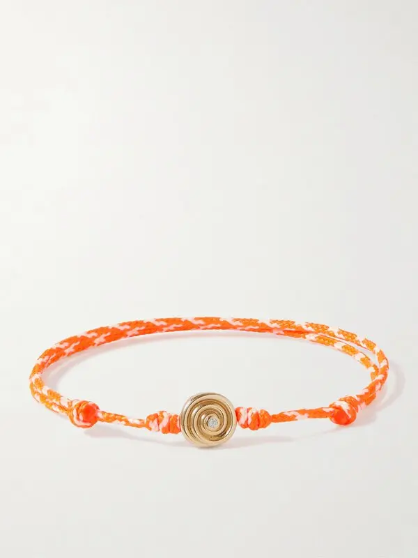 Luis Morais 14-karat Gold, Cord And Diamond Bracelet - Orange
