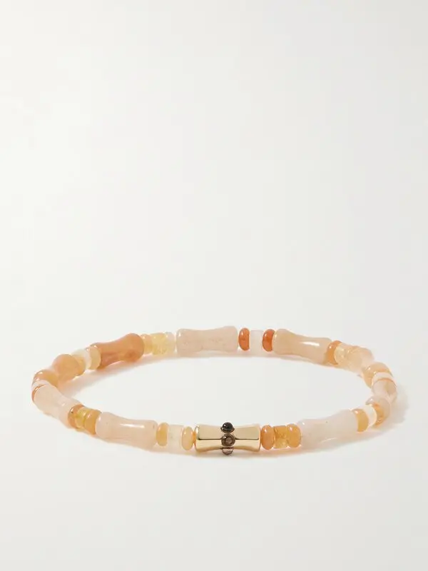 Luis Morais 14-karat Gold, Carnelian And Smokey Quartz Bracelet - Orange