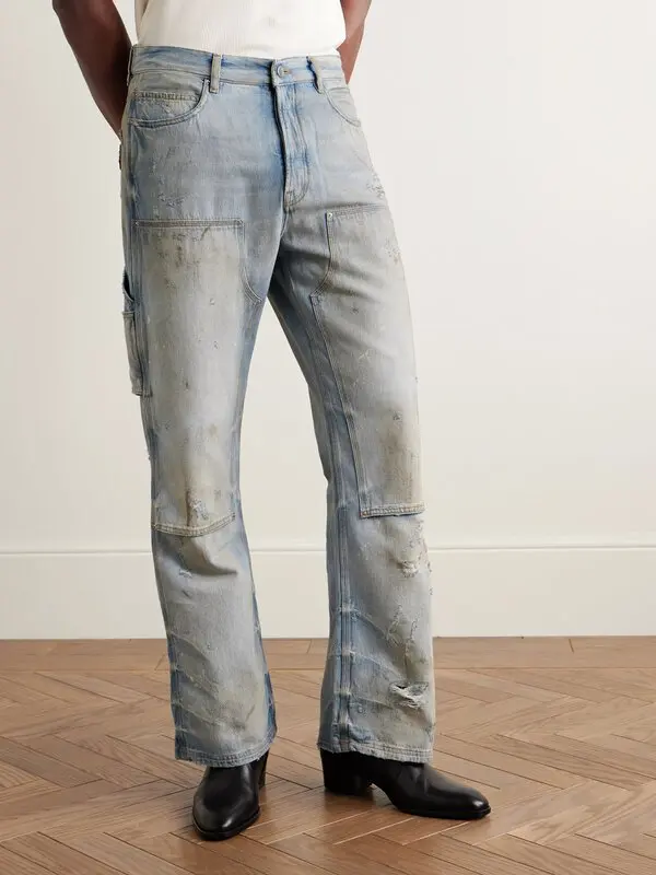 Amiri Carpenter Straight-leg Distressed Jeans - Blue