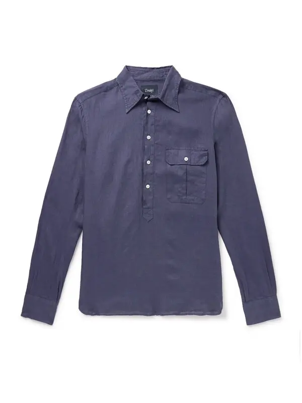 DRAKE'S Linen Shirt - Blue