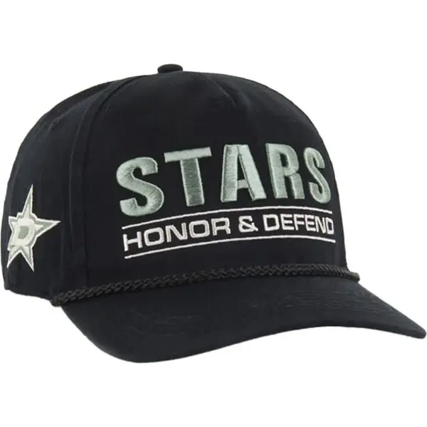 '47 Dallas Stars Oht Military Appreciation Homeland Honor And Defend Hitch Adjustable Hat - Black
