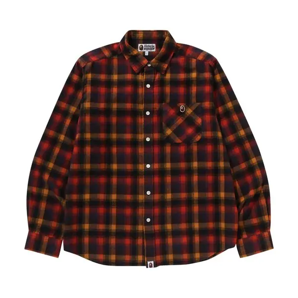 A BATHING APE Ape Head One Point Check Relaxed Fit Shirt