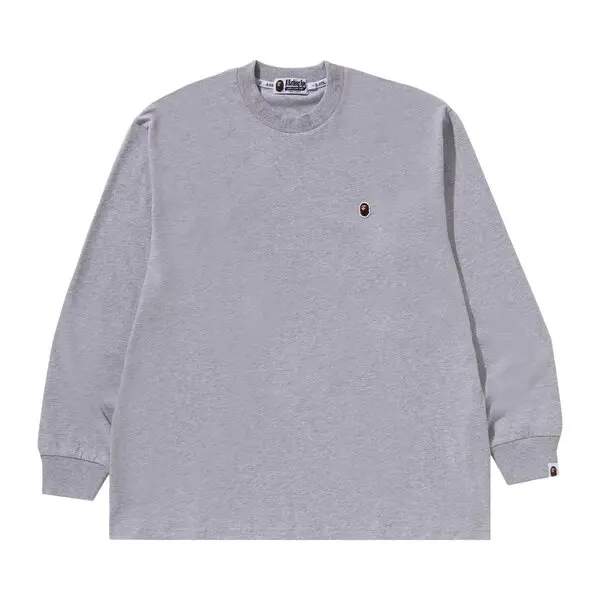 A BATHING APE One Point Ape Head Relaxed Fit Long-sleeve Tee - Grey
