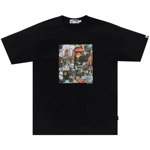 A BATHING APE Flyer Pattern Print T-shirt - Black
