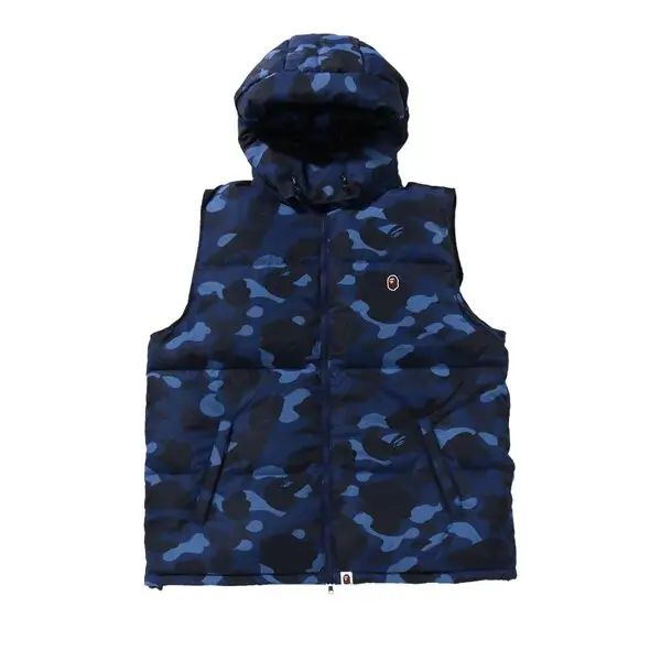 A BATHING APE Color Camo Down Vest - Blue
