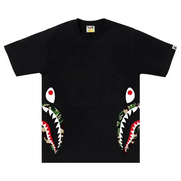 A BATHING APE Abc Camo Side Shark Tee - Black