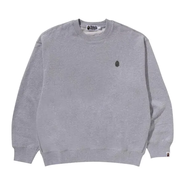 A BATHING APE One Point Relaxed Fit Crewneck Sweatshirt - Grey