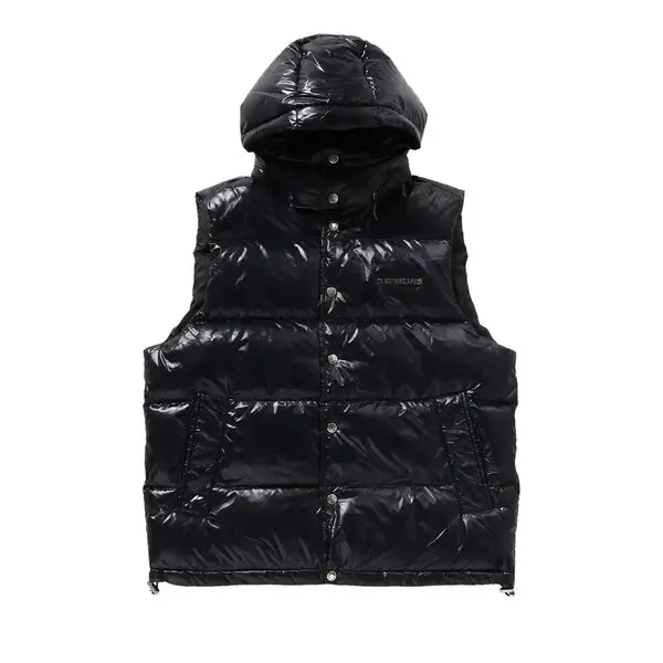 A BATHING APE Line Camo Debossed Nylon Down Vest - Black