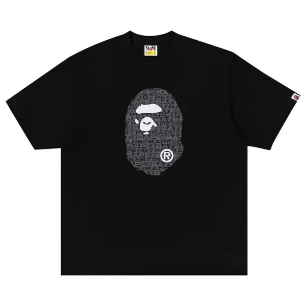 A BATHING APE Lux Sport Pattern Ape Head Relaxed Fit Tee - Black