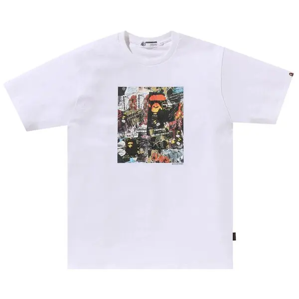 A BATHING APE Flyer Pattern Print Tee - White