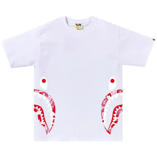 A BATHING APE Abc Camo Side Shark Tee - White
