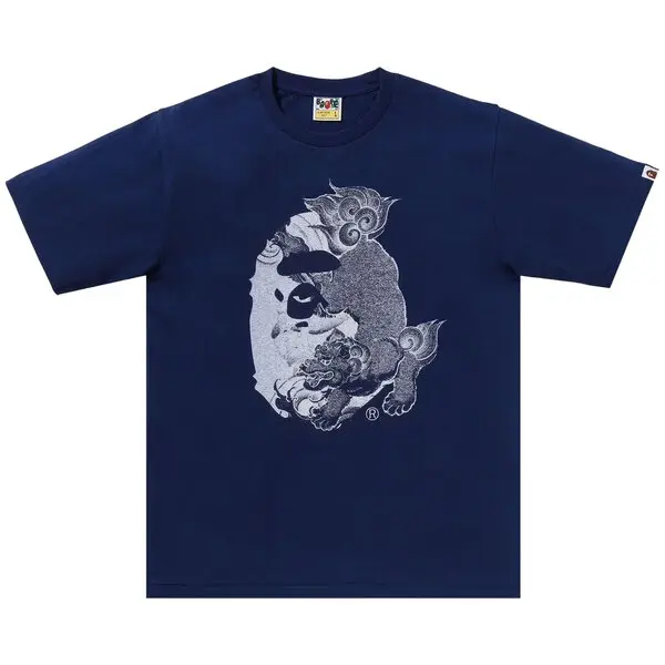 A BATHING APE Japanese Tattoo Ape Head Tee - Blue