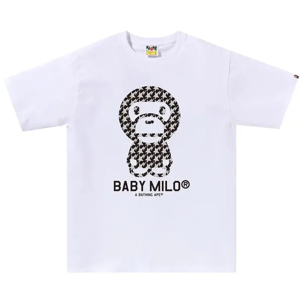 A BATHING APE Sta Houndstooth Baby Milo Tee - White