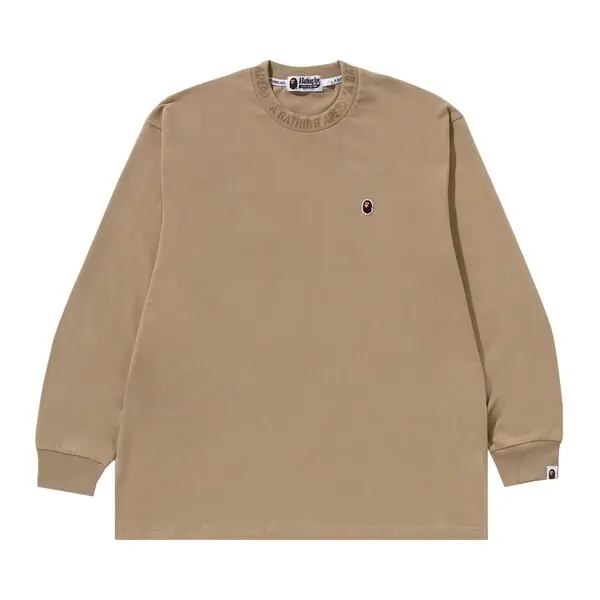 A BATHING APE One Point Ape Head Relaxed Fit Long-sleeve Tee - Tan