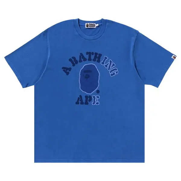A BATHING APE Garment Dye College Relaxed Fit Tee - Blue
