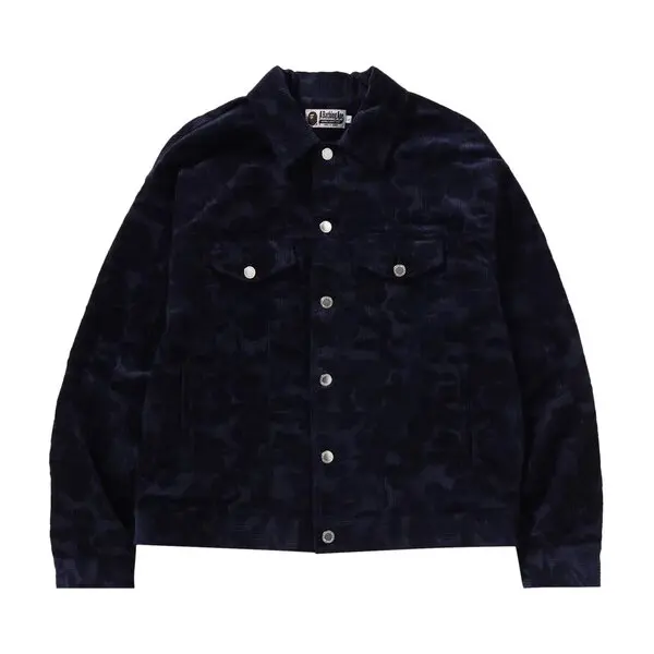 A BATHING APE Solid Camo Corduroy Trucker Jacket - Blue