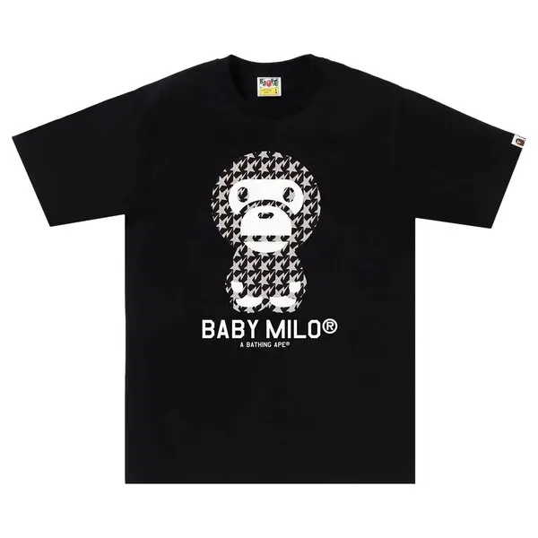 A BATHING APE Sta Houndstooth Baby Milo Tee - Black
