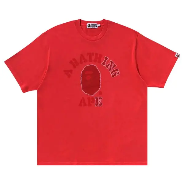 A BATHING APE Garment Dye College Relaxed Fit Tee - Red