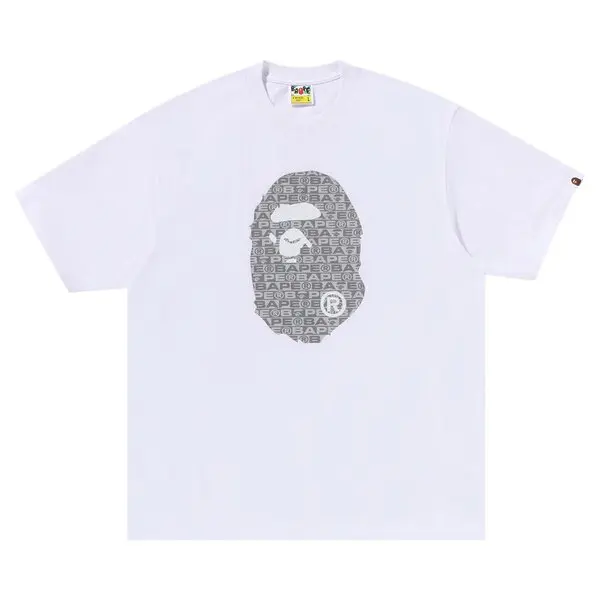 A BATHING APE Lux Sport Pattern Ape Head Relaxed Fit Tee - White