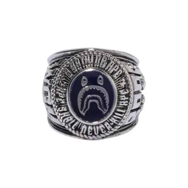 A BATHING APE Shark College Ring - Silver
