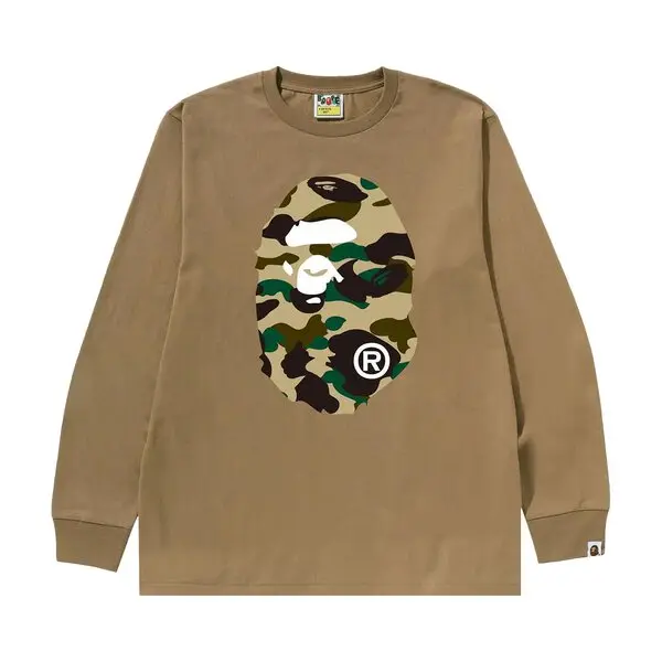 A BATHING APE 1st Camo Big Ape Head Long-sleeve Tee - Tan