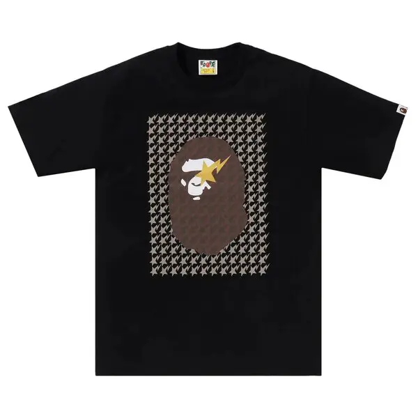 A BATHING APE Houndstooth Ape Head Tee - Black