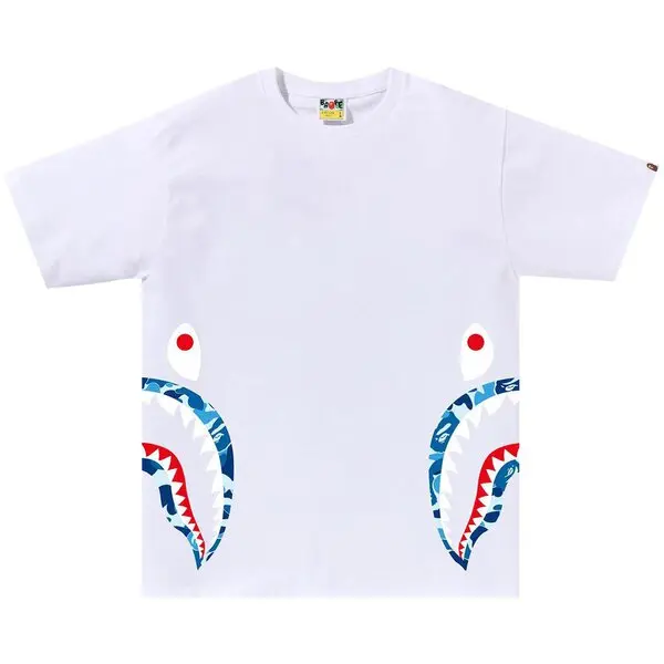 A BATHING APE Abc Camo Side Shark Tee - White