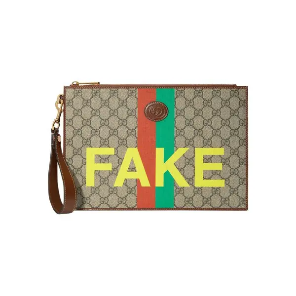 Gucci Interlocking Gg Patch Pouch - Tan