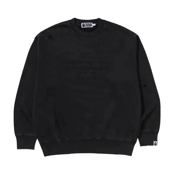A BATHING APE Garment Dye Logo Relaxed Fit Sweatshirt