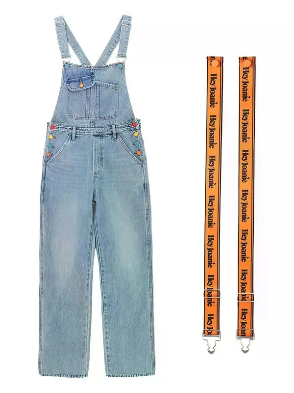 HEY JOANIE Logo-print Dungarees - Blue