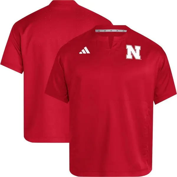 Adidas Nebraska Huskers Dugout Coaches Adizero Notch Neck Pullover Top