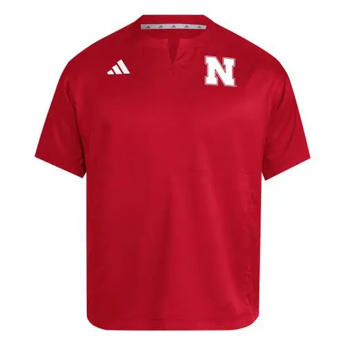 Adidas Nebraska Huskers Dugout Coaches Adizero Notch Neck Pullover Top