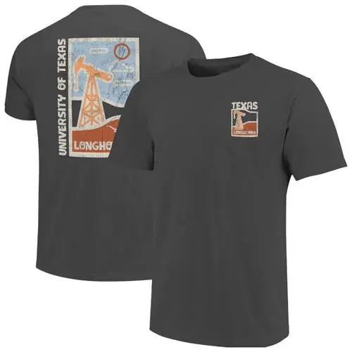 IMAGE ONE Texas Longhorns Comfort Colors Distressed Graphics Minimal Vista T-shirt - Graphite
