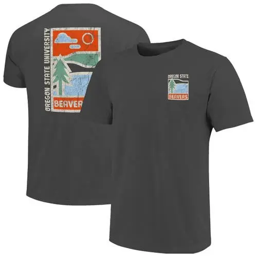 IMAGE ONE Oregon State Beavers Comfort Colors Minimal Vista Distressed Graphics T-shirt - Graphite