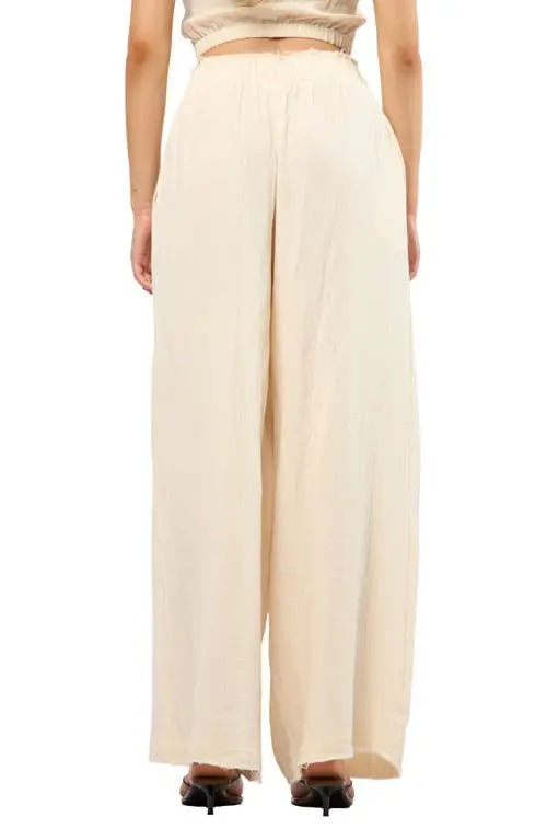 VIENS AVEC MOI Crinkle Cotton Gauze Wide Leg Pants