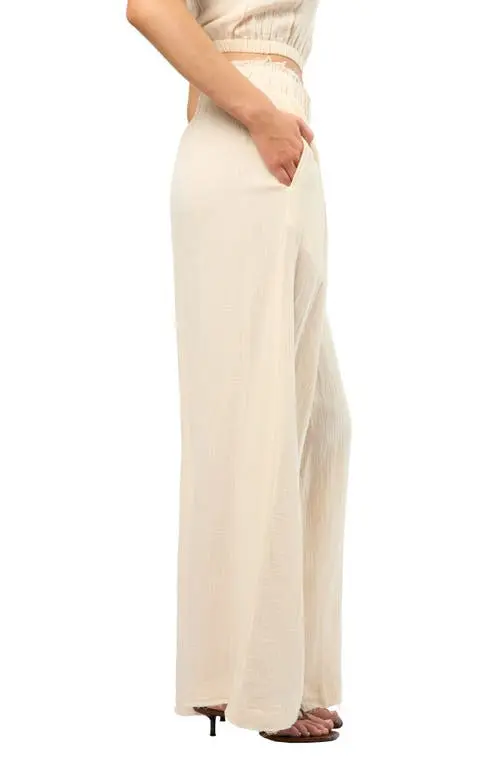 VIENS AVEC MOI Crinkle Cotton Gauze Wide Leg Pants