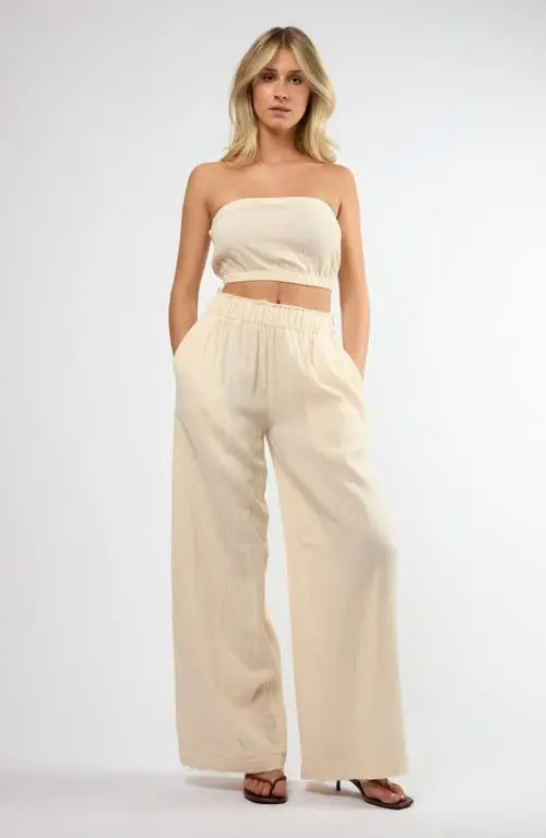 VIENS AVEC MOI Crinkle Cotton Gauze Wide Leg Pants