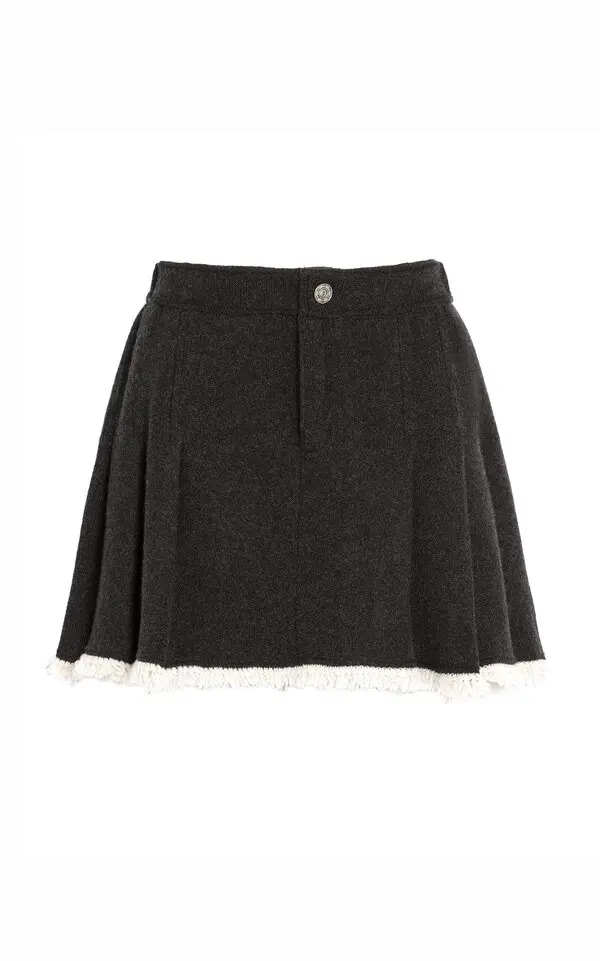 BARRIE Pleated Cashmere Mini Skirt - Black
